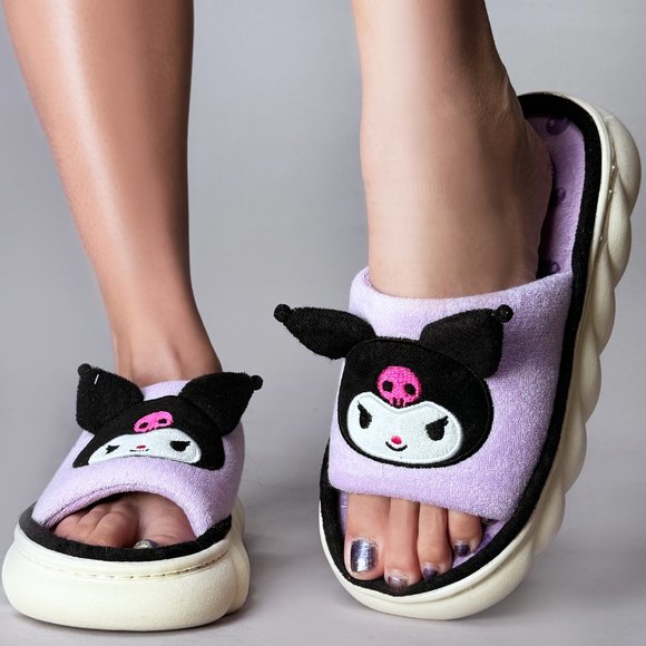 Bioworld | Shoes | Bioworld Sanrio Kuromi 3d Character Plush Slides ...